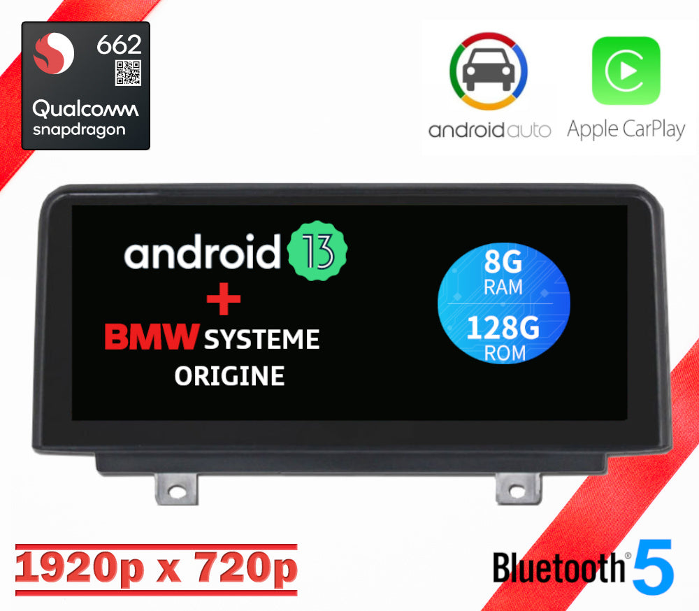 ÉCRAN ANDROID 13 AVEC CARPLAY ET ANDROID AUTO POUR BMW Série 1 F20 EVO ...